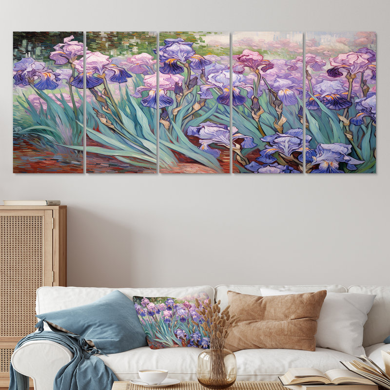 Design Art Garden Of Blossoming Purple Iris - Irises Wall Art Decor 5 ...