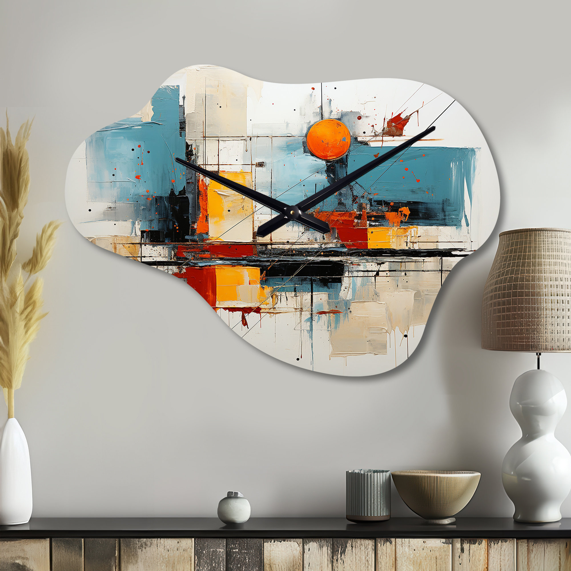 Design Art Teal Orange Bold Flow Collage - Cloud Shape Dams 3D Wall ...