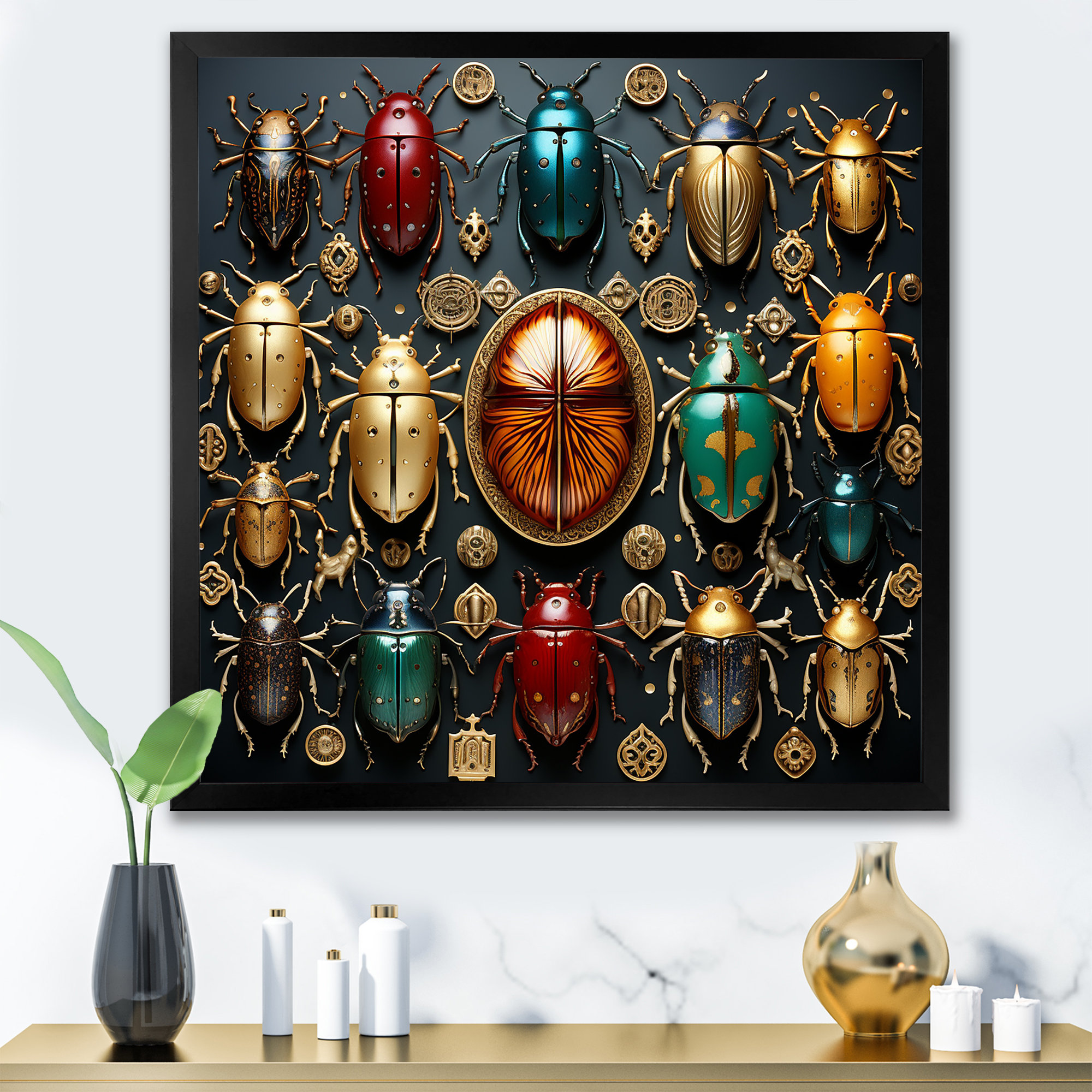 August Grove Colorful Mystical Beetles - Insects & Bugs Wall Art | Wayfair