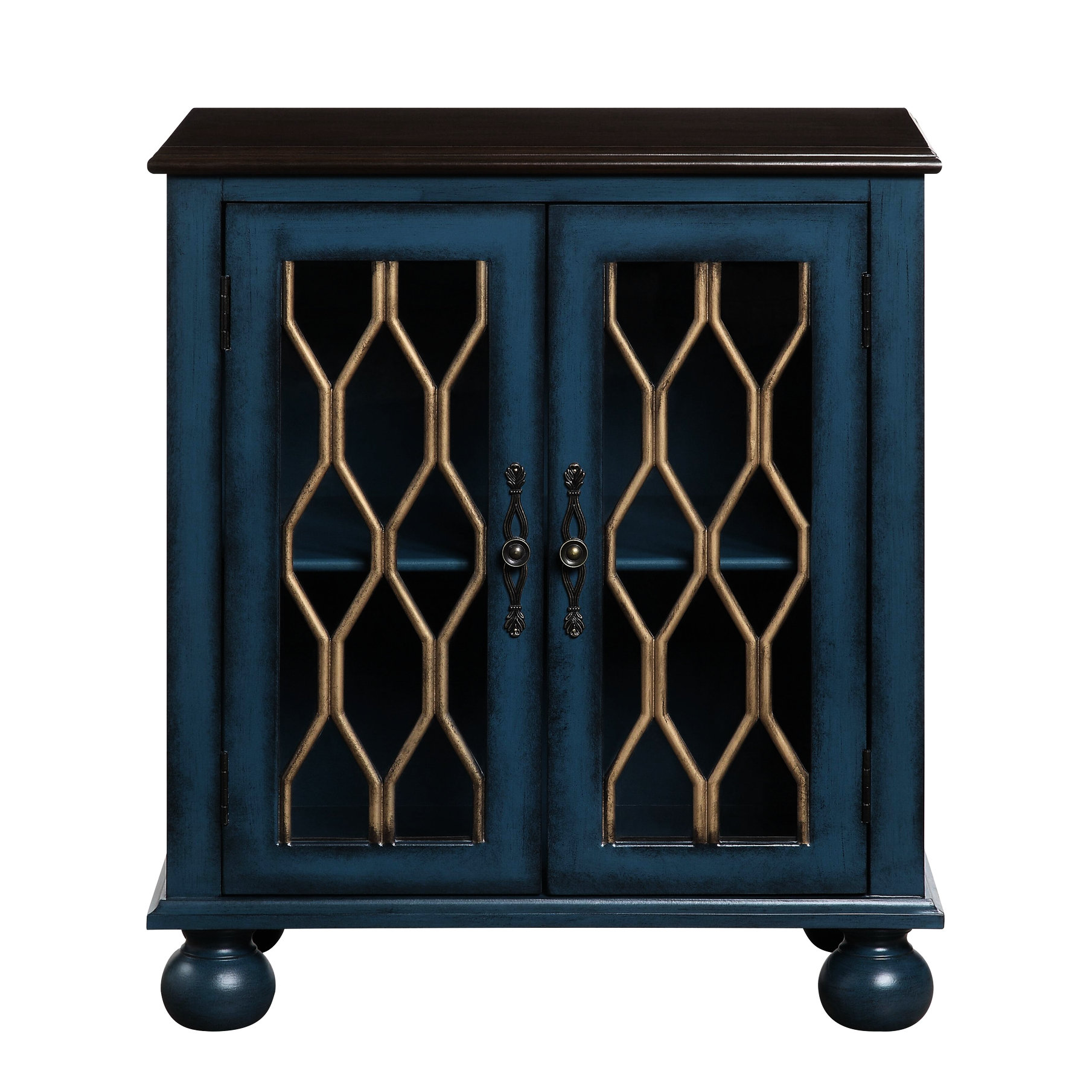 Red Barrel Studio® Console Table, Antique Blue Finish, 2 Glass Doors ...
