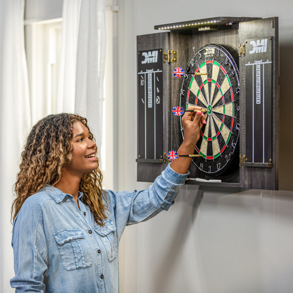 DMI Sports Sports Paris LED Lighted Bristle Dartboard and Cabinet Set ...