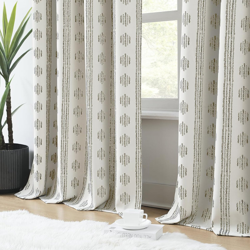 Red Barrel Studio® Striped Pattern Cotton Blackout Curtains | Wayfair