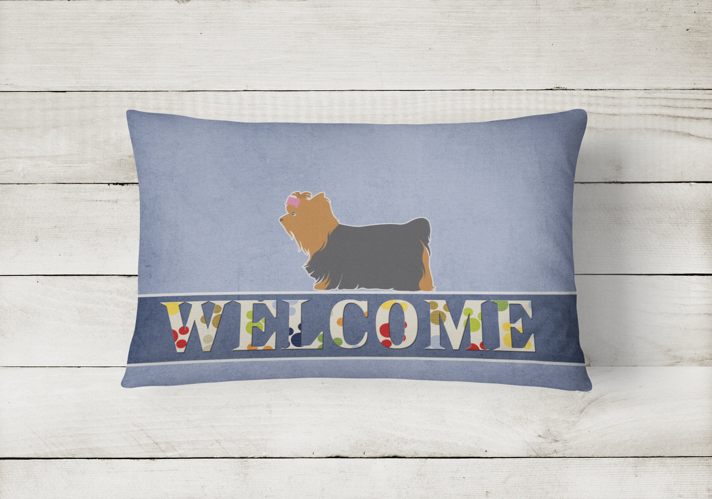 Caroline's Treasures Yorkshire Terrier Yorkie Welcome Lumbar Pillow ...