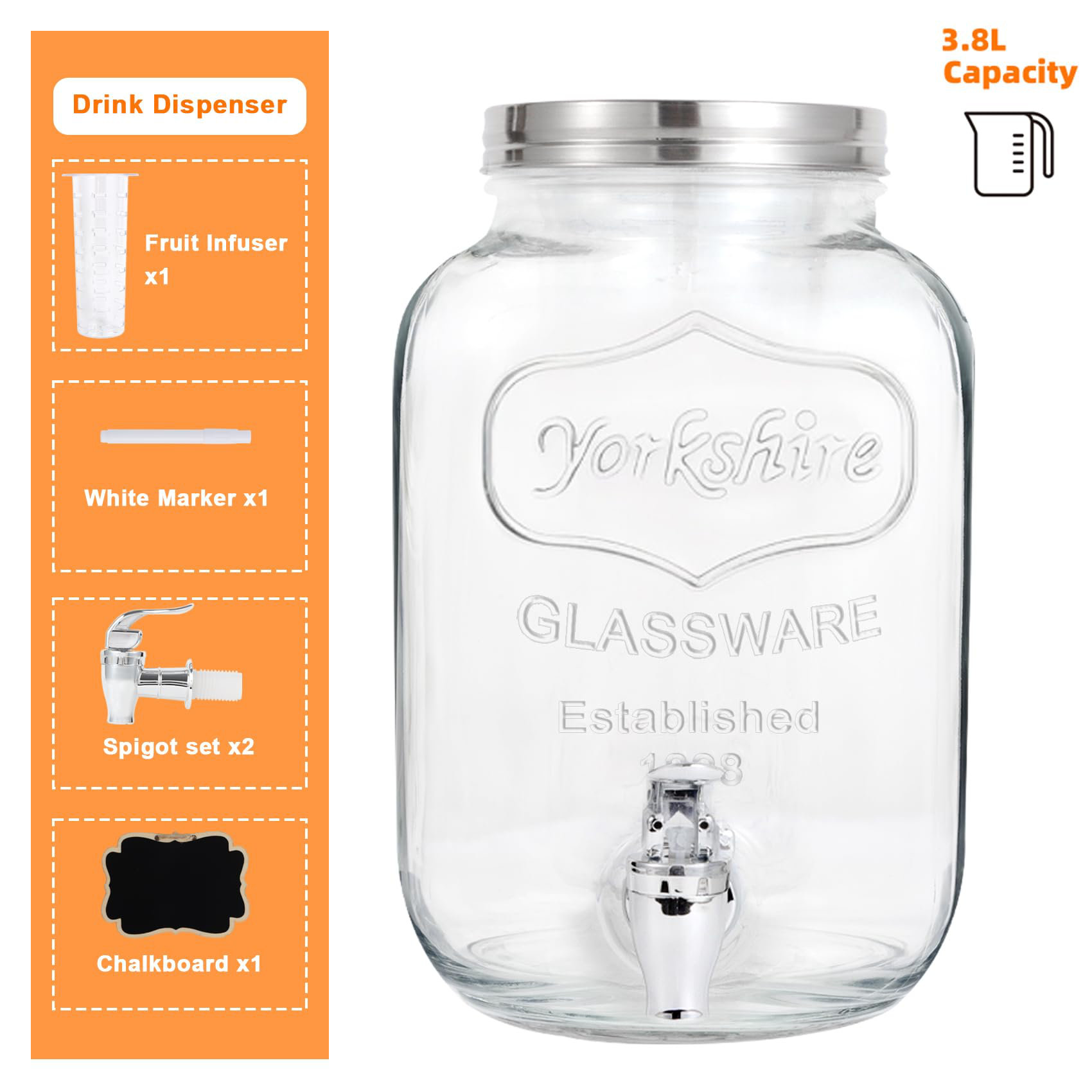 Mint Pantry® Drink Dispenser With Spigot,1 Gallon Glass Drink ...