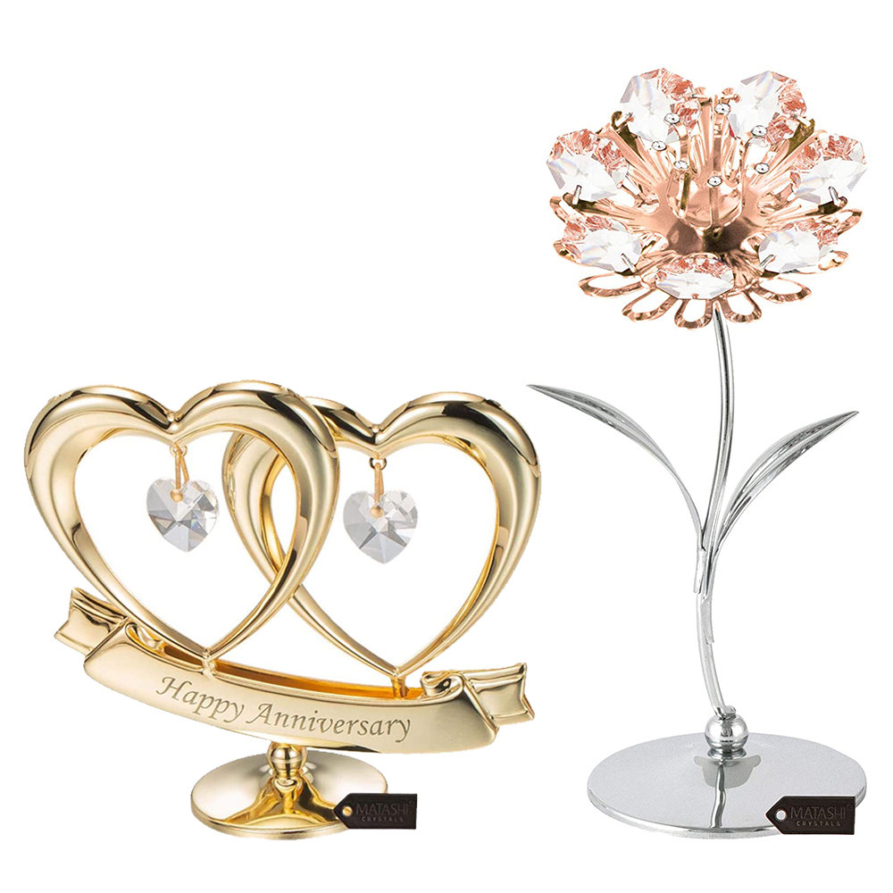 Matashi Crystal Matashi 24K Gold Plated Beautiful "Happy Anniversary ...