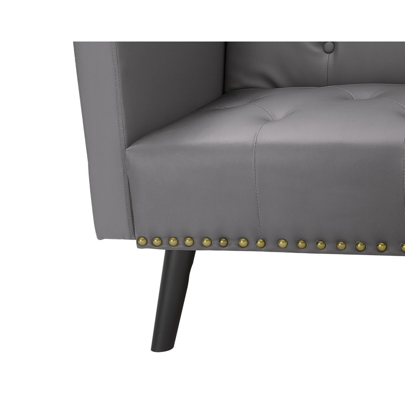 Williston Forge Sprague 75" Faux Leather Tuxedo Arm Sofa with ...