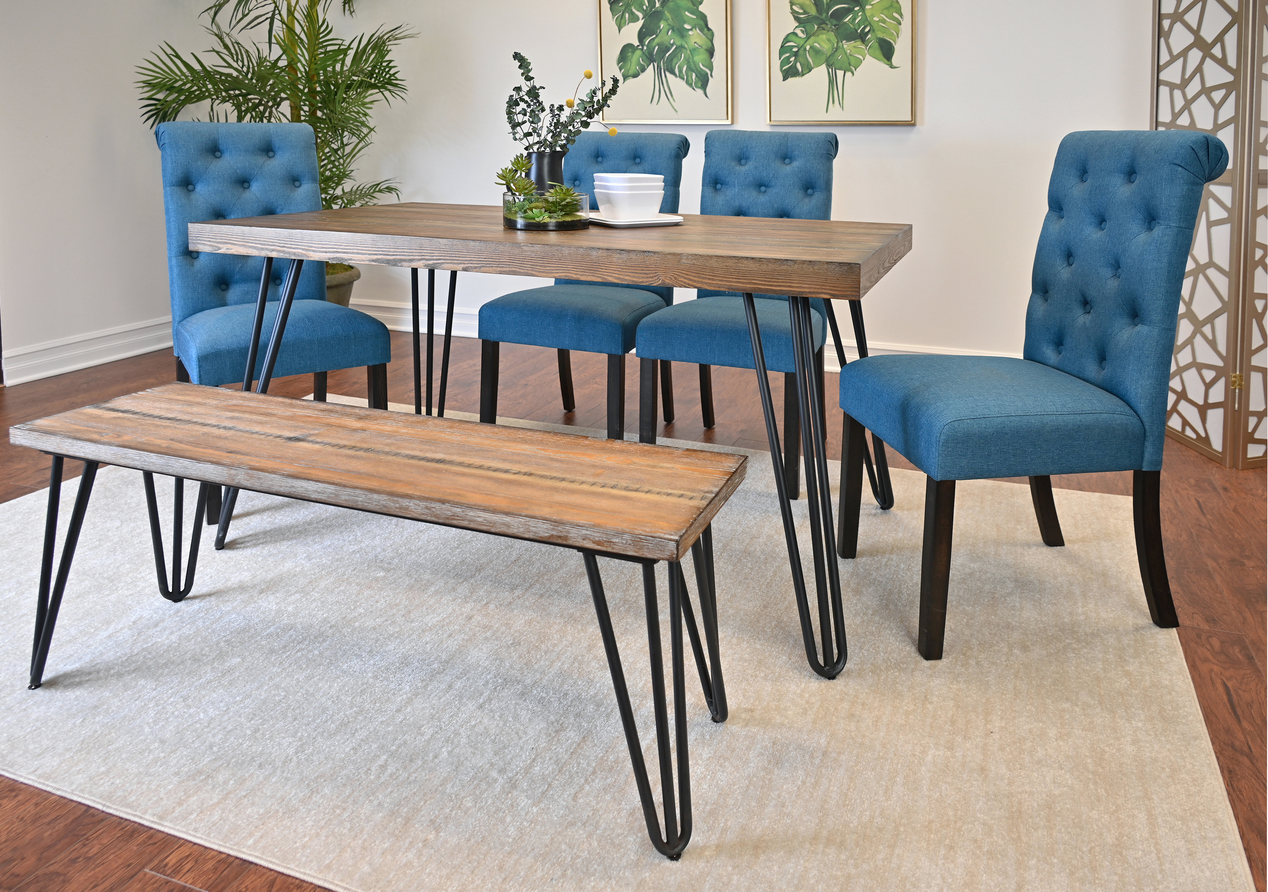DAPPER DOODLES INC 6-Piece Dining Set, Hairpin Dining Table With 4 ...