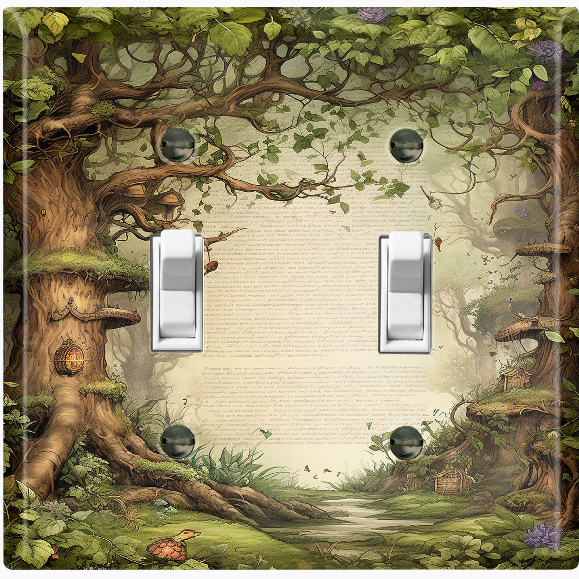 WorldAcc Nature Themed Green Tree Of Life 2-Gang Toggle Light Switch ...