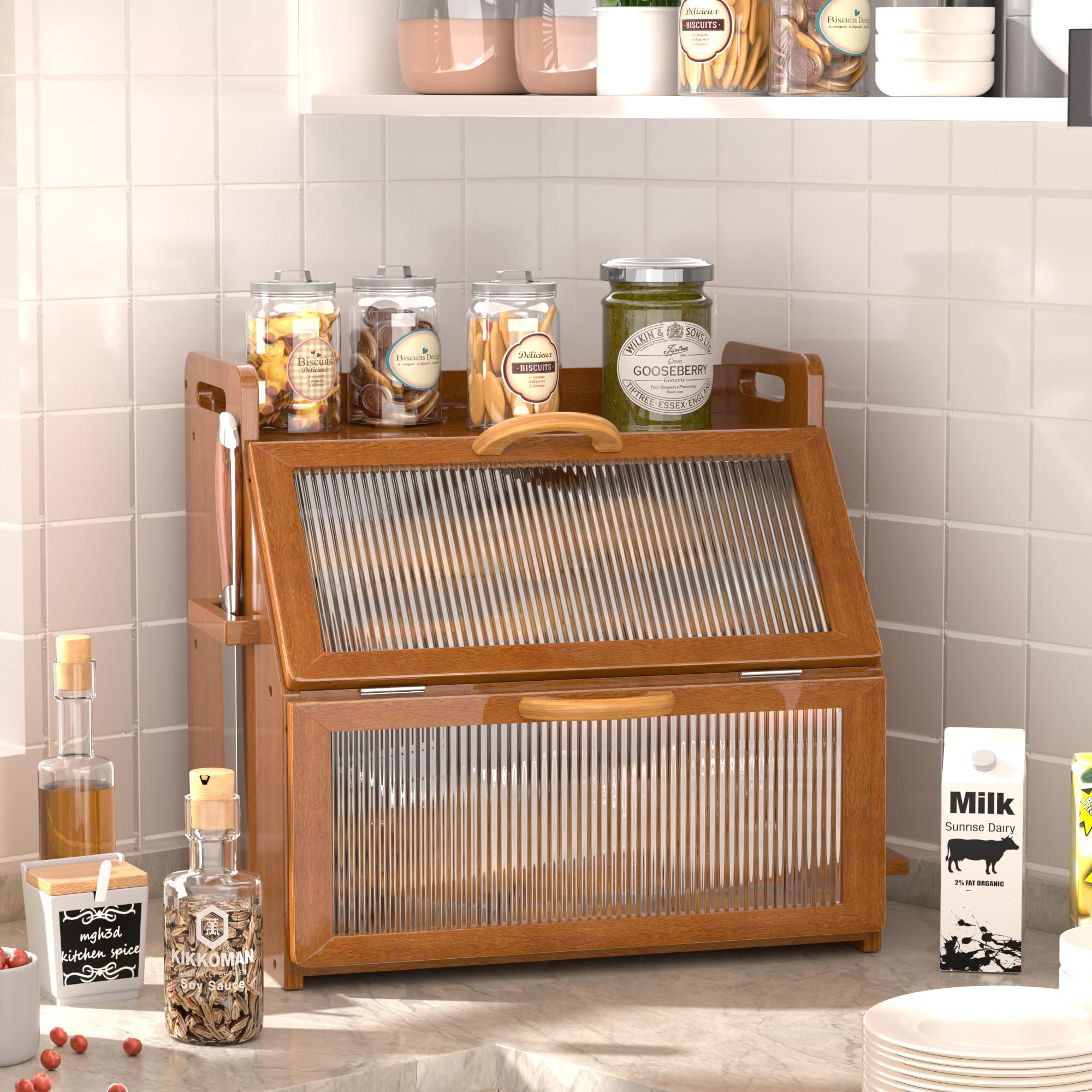 August Grove® Bread Box For Kitchen Countertop, Large Bread Storage ...