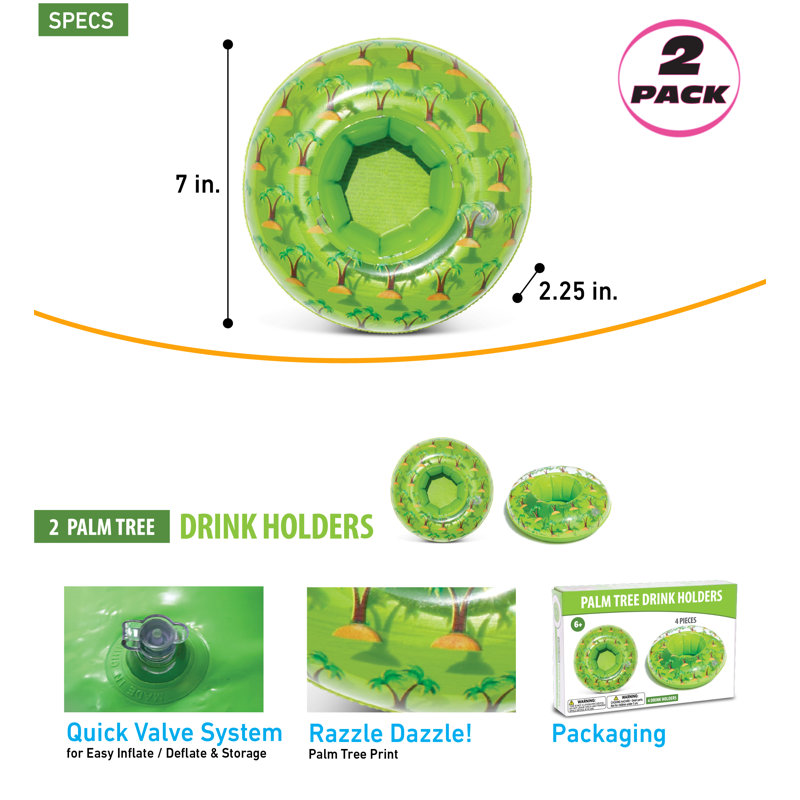 Bay Isle Home™ Westley Inflatable Palm Tree Pool Float Drink Drip ...