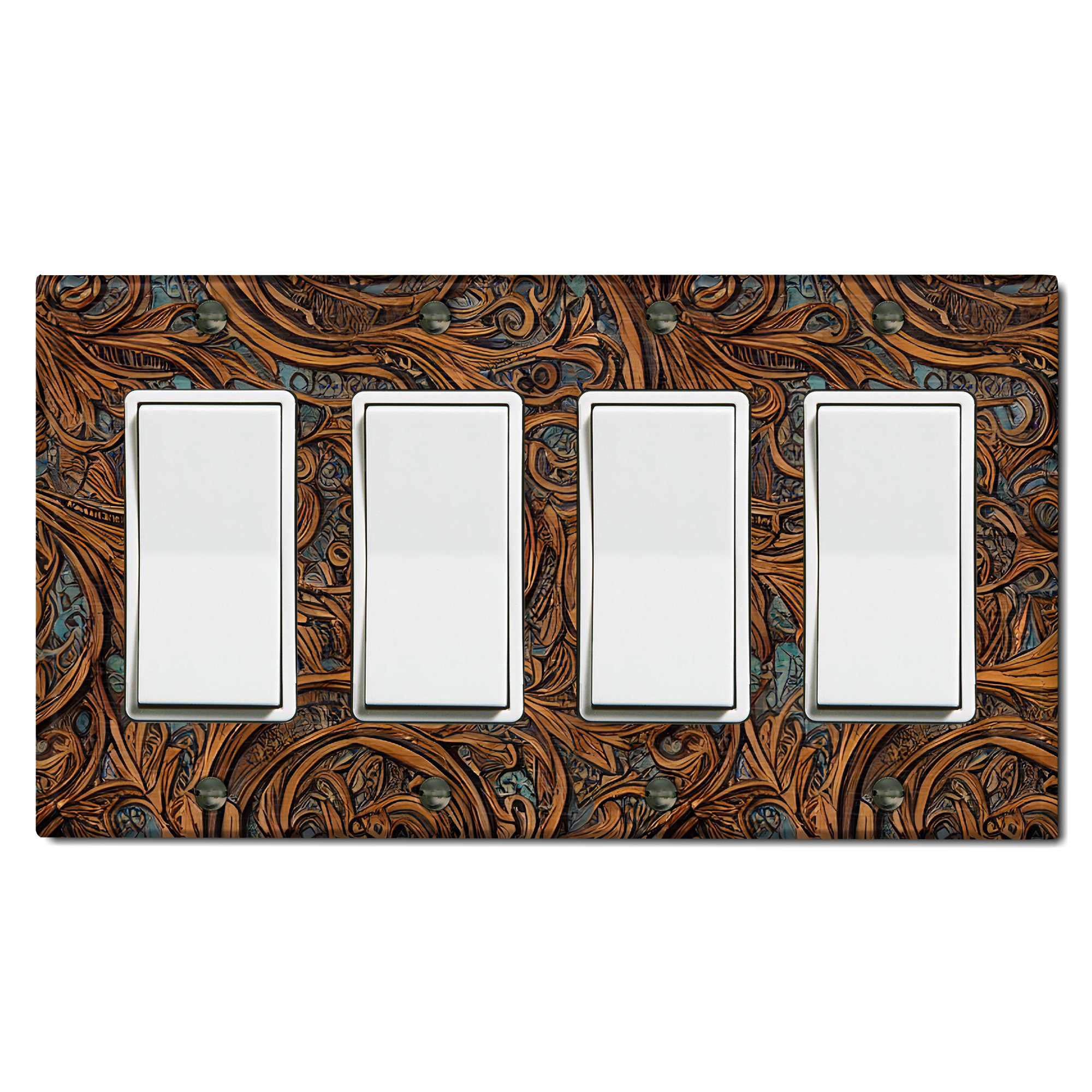 WorldAcc Brown Wood Leaves Tree Bark Print Nature Themed 4 - Gang ...