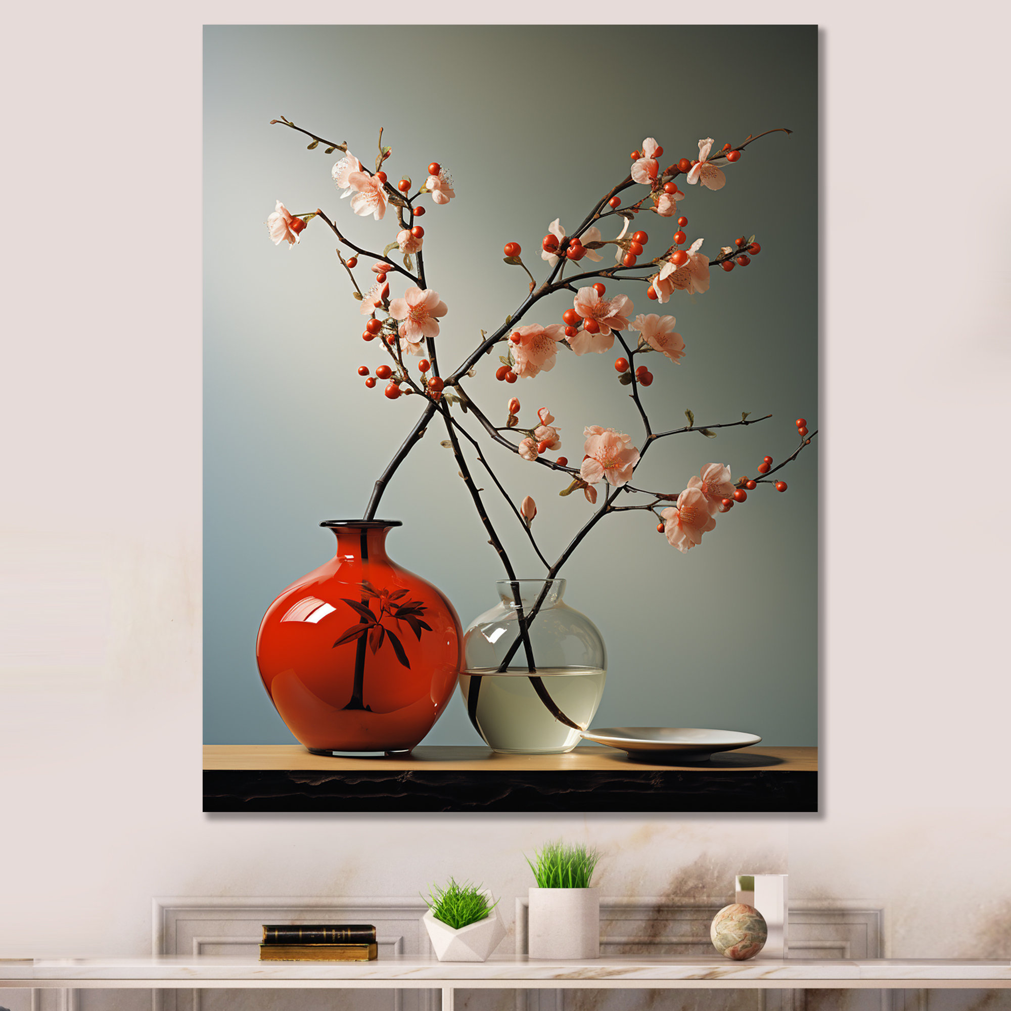 Ebern Designs Coral Charisma Vases Enigma Framed On Canvas Print | Wayfair