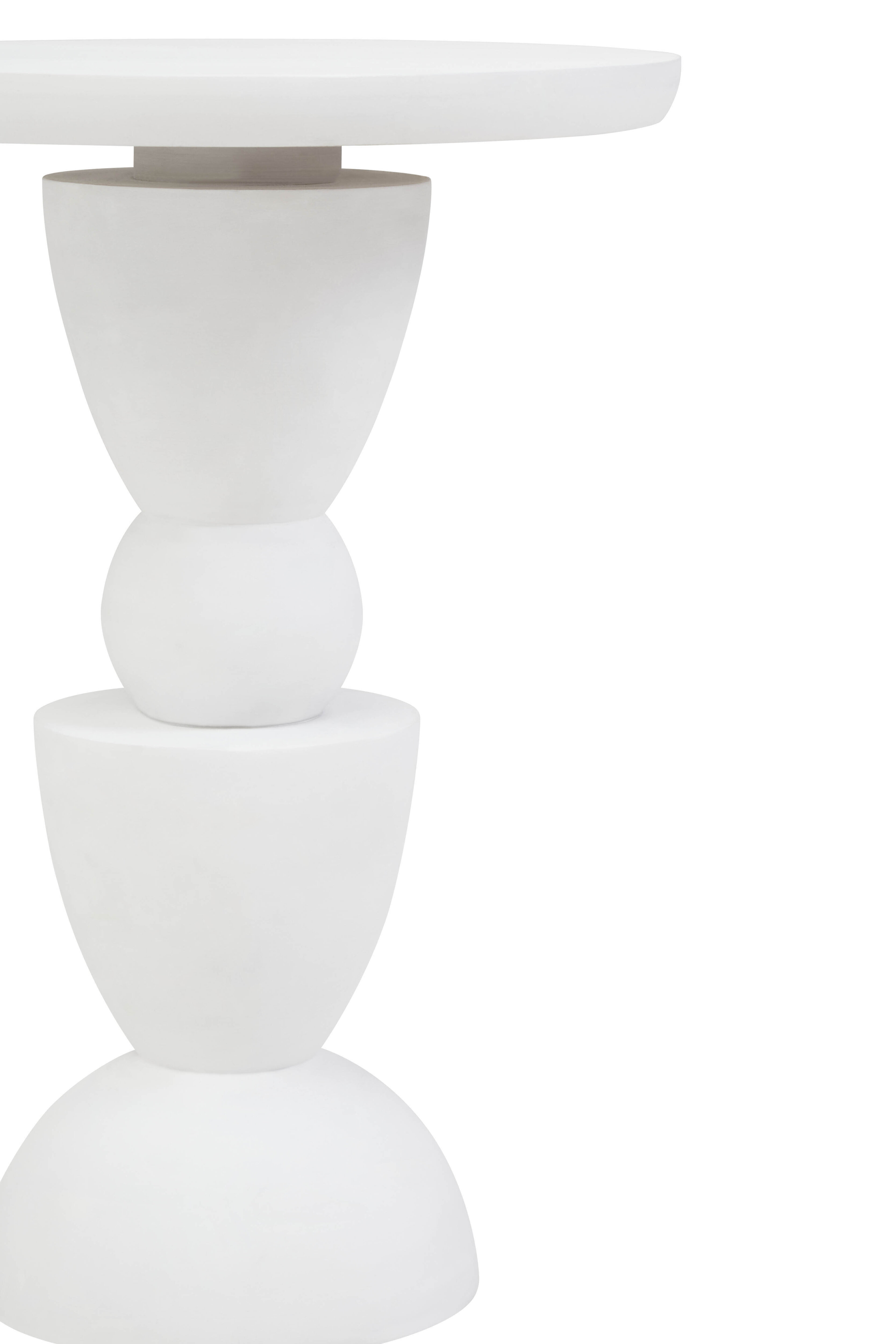 Ivy Bronx Whitewash Mango Wood Circle Column Detail Side Table | Wayfair.ie