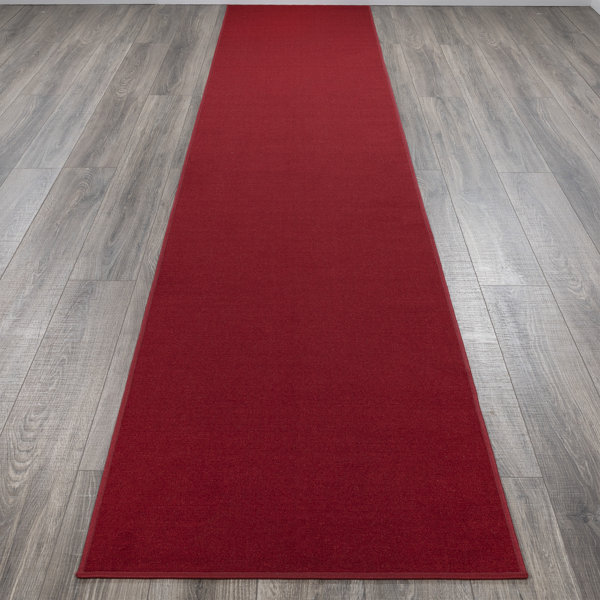 Latitude Run® Maximilien Machine Washable Non-Slip Solid Red Area Rug ...