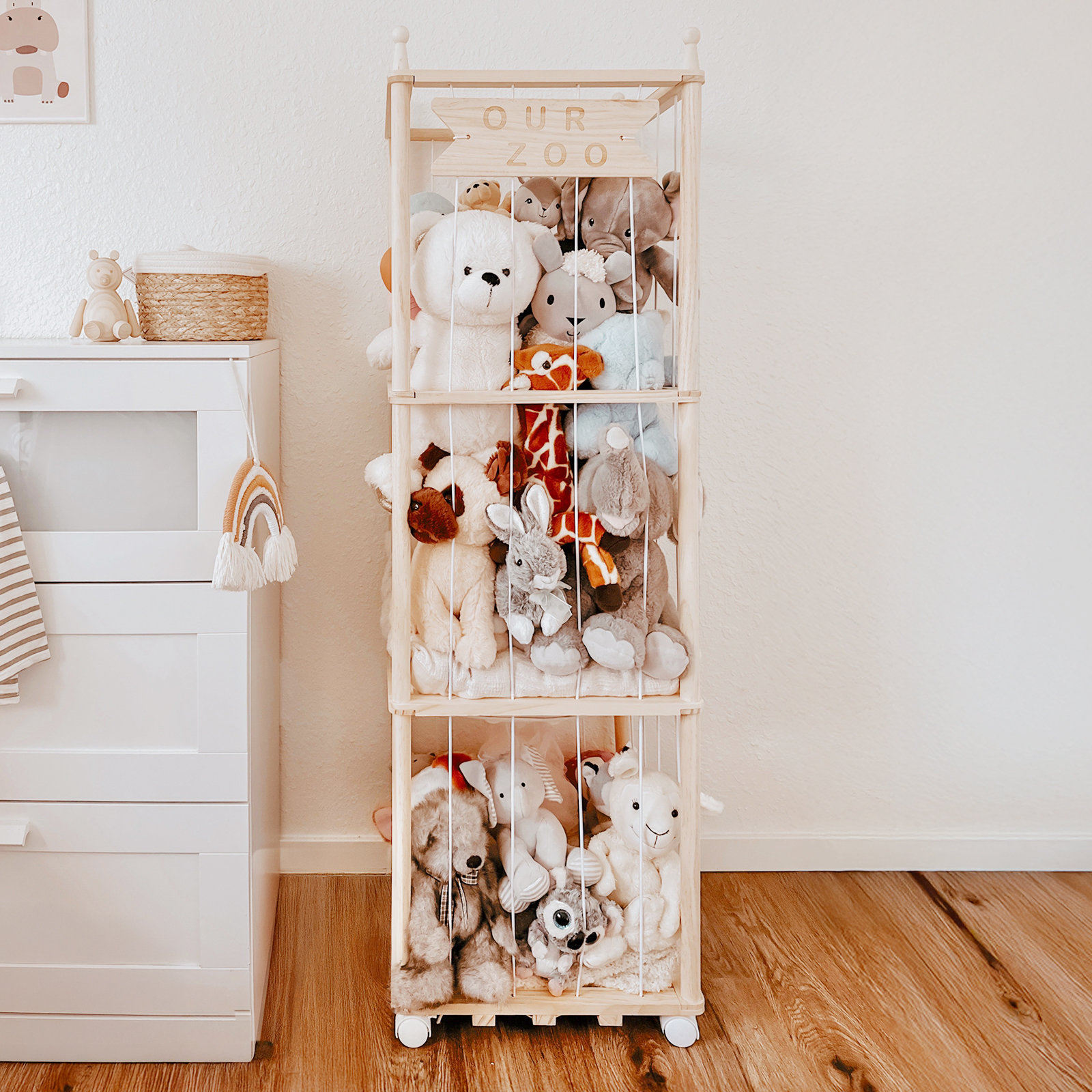 Harriet Bee Standing Stuffed Animal Storage Organizer - Wood Stuffed ...