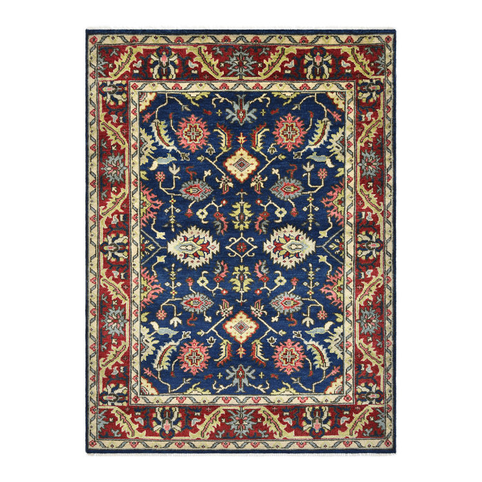 Bungalow Rose Lynton Handmade Hand-Knotted Red/Blue/Beige Rug & Reviews ...