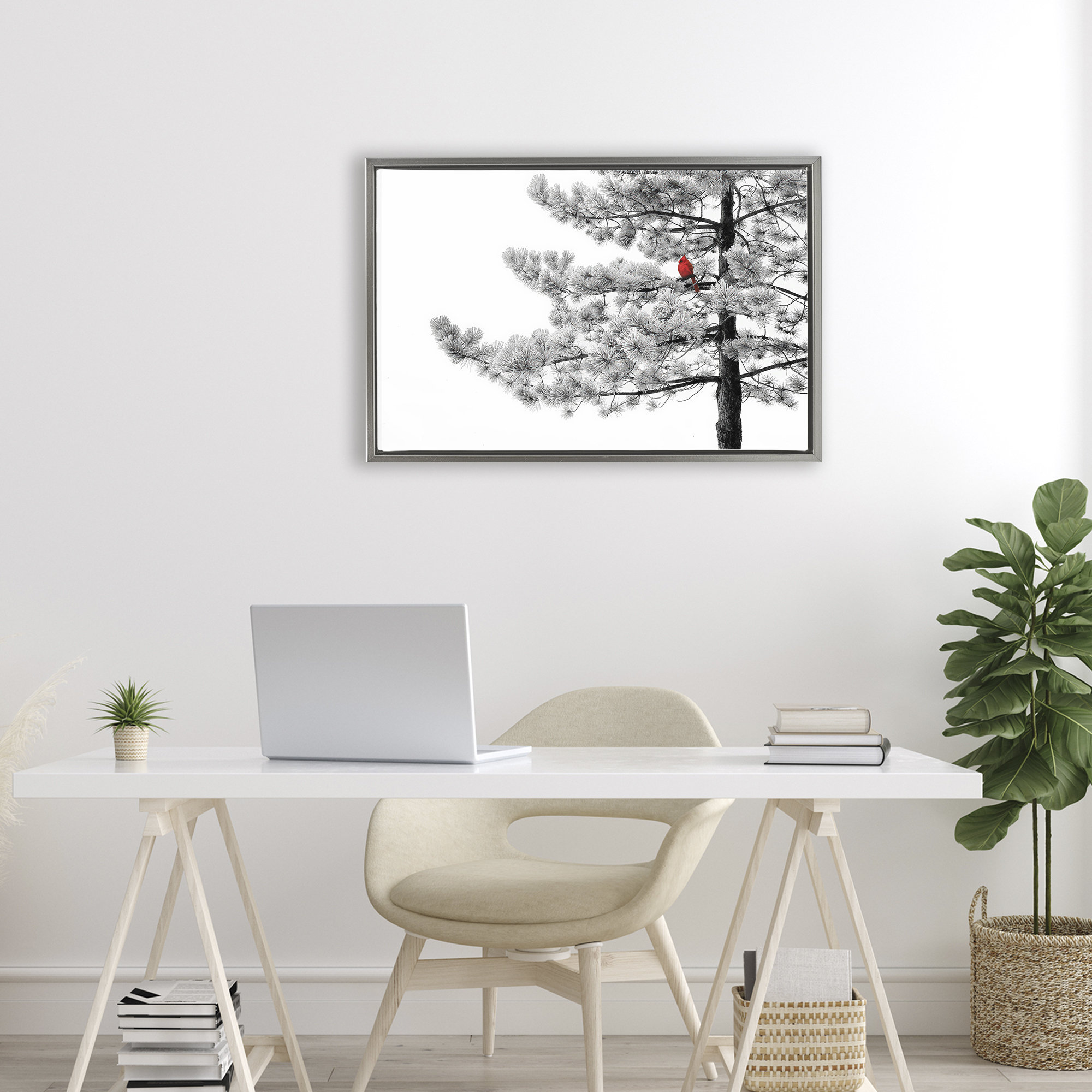 Union Rustic Cardinal in Stark Winter Tree Floating Frame, design by ...
