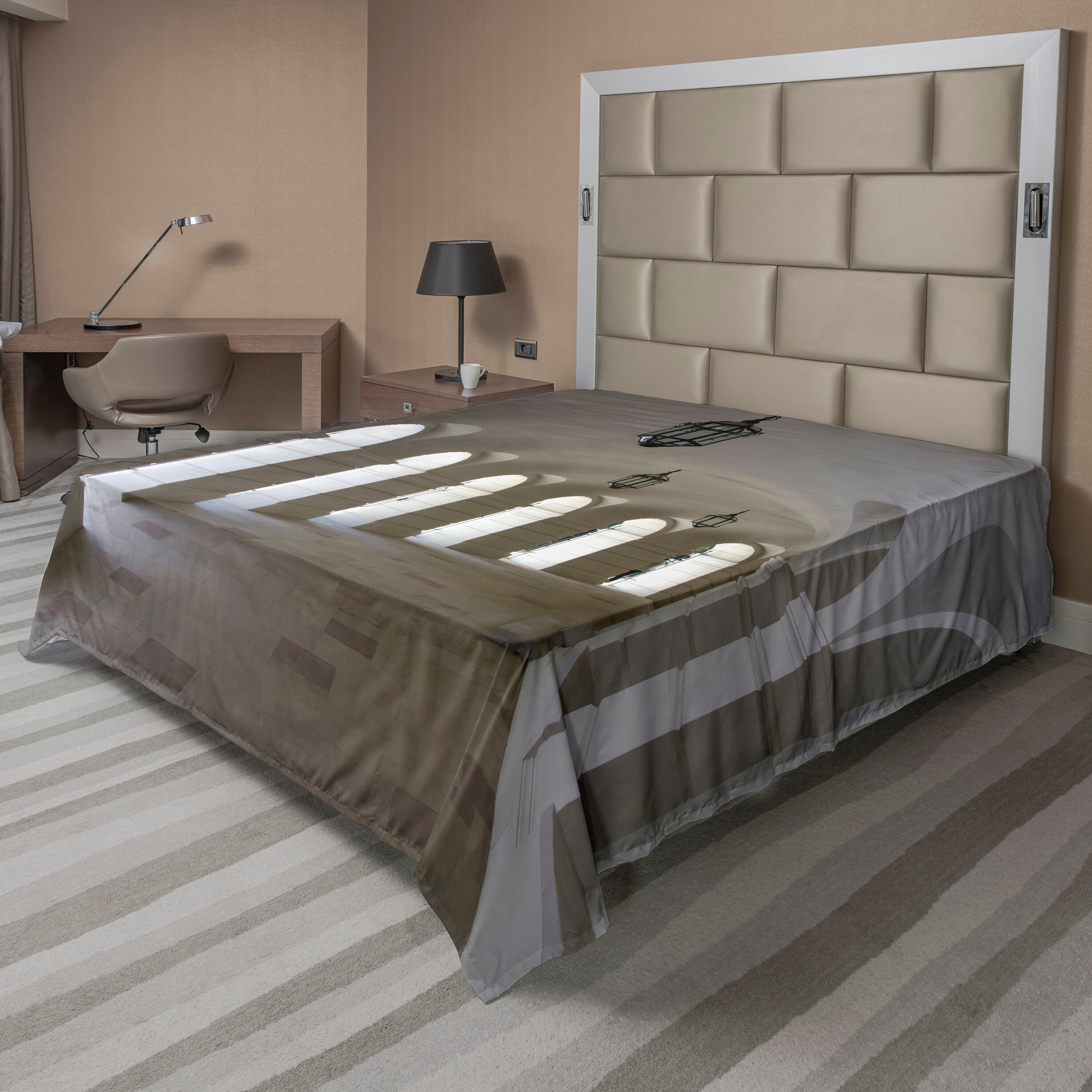 Ambesonne White Top Flat Sheet Medieval Art Corridor White | Wayfair