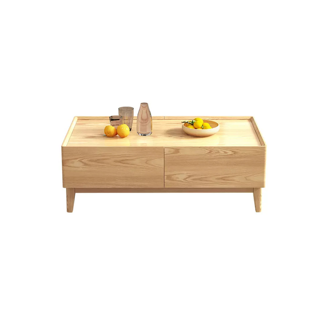 EXCEEB Ash Wood Coffee Table With Four Drawers Solid Wood Coffee Table ...