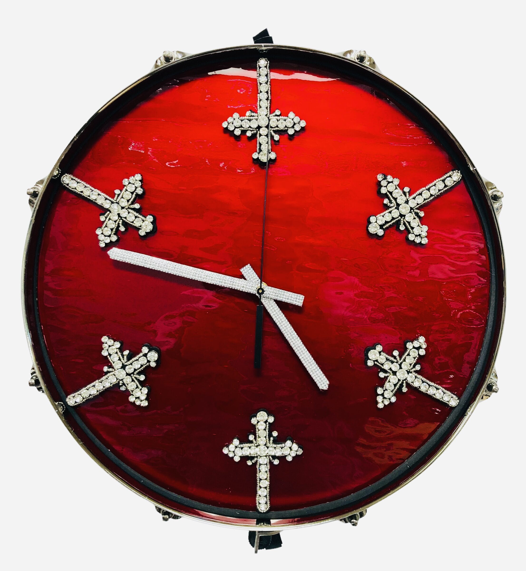 Rocking The Clock Rhinestone Cross Drum Wall Clock 14" - Wayfair Canada