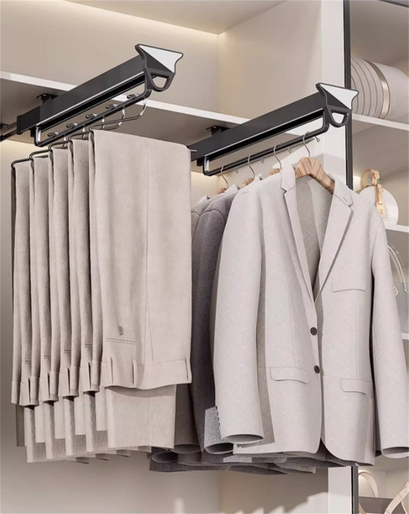 Thrones Designs Expandable Trousers Rack With Slide Rail And Goose-Type ...