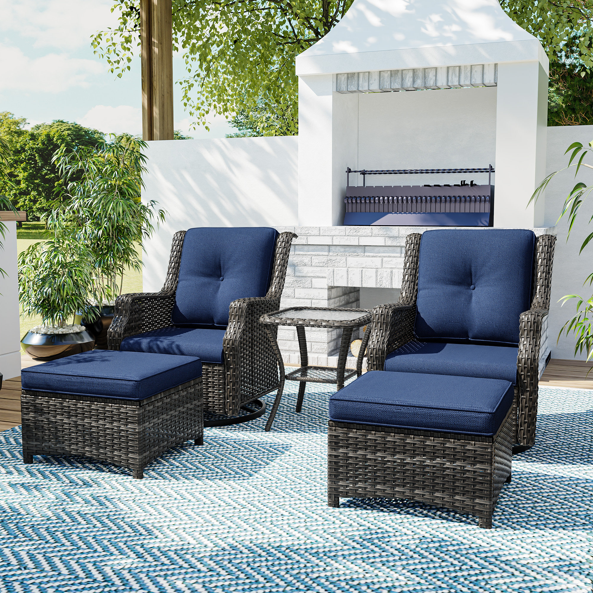 Lark Manor™ Bielasz 5-Piece Outdoor Conversation Seating Group with ...