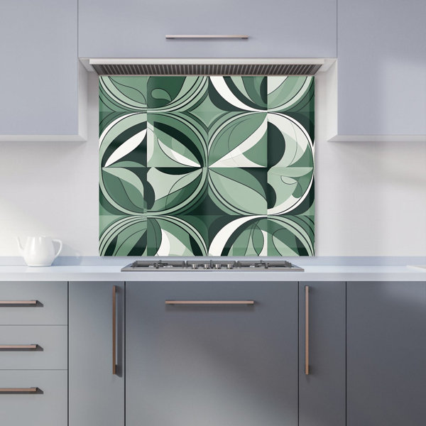 East Urban Home Geometric Green Black Premium Glass Kitchen Splashback ...