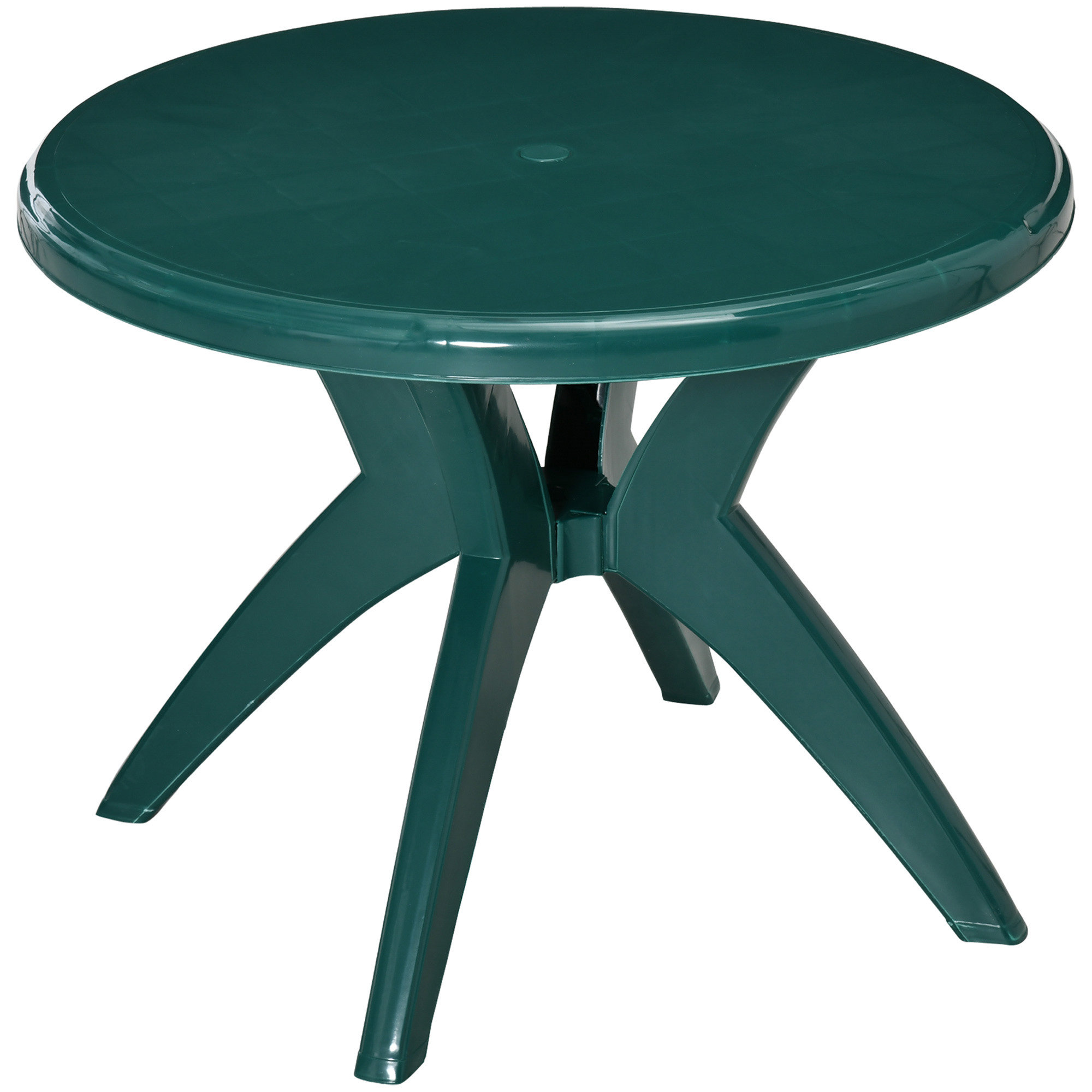 17 Stories 36.25" Dia Round Plastic Patio Table With Umbrella Hole ...