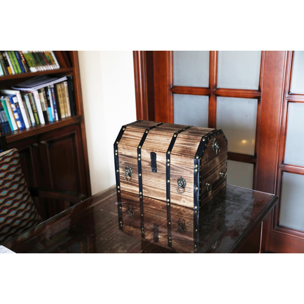 Quickway Imports Large Wooden Pirate Lockable Trunk with Lion Rings ...