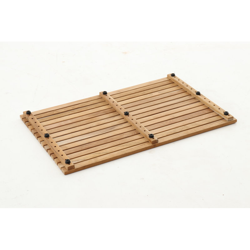 Rebrilliant Angelina Rectangle Teak & Wood Striped Shower mat & Reviews ...