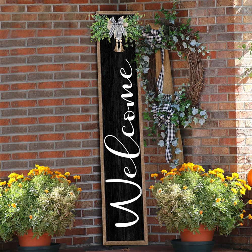 August Grove 3D Outdoor Welcome Sign For Front Porch Standing 45"X9 ...