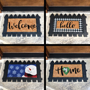 Autumn Alley Fun Welcome Mat Tray Set - Rubber Door Mat With 4 ...