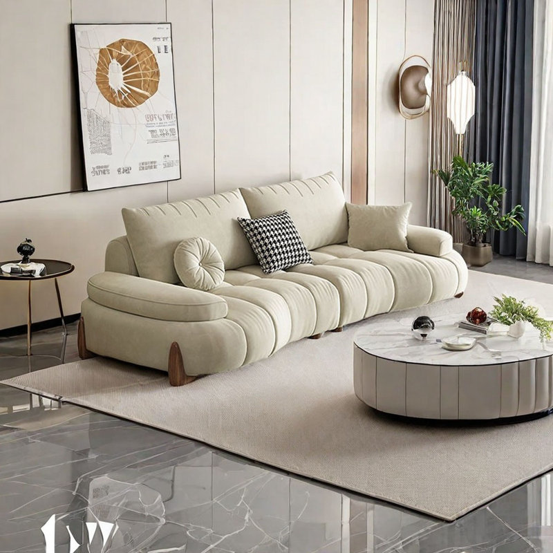 Lifton Modern Simple Puff Curved Sofa 74.80'' Loveseat | Wayfair
