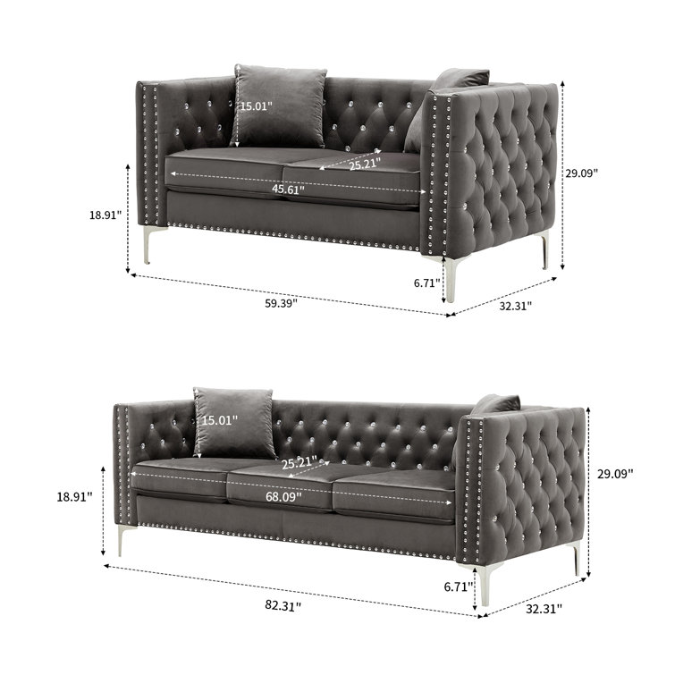 House of Hampton® Jahziah 2 - Piece Velvet Living Room Set - Wayfair Canada