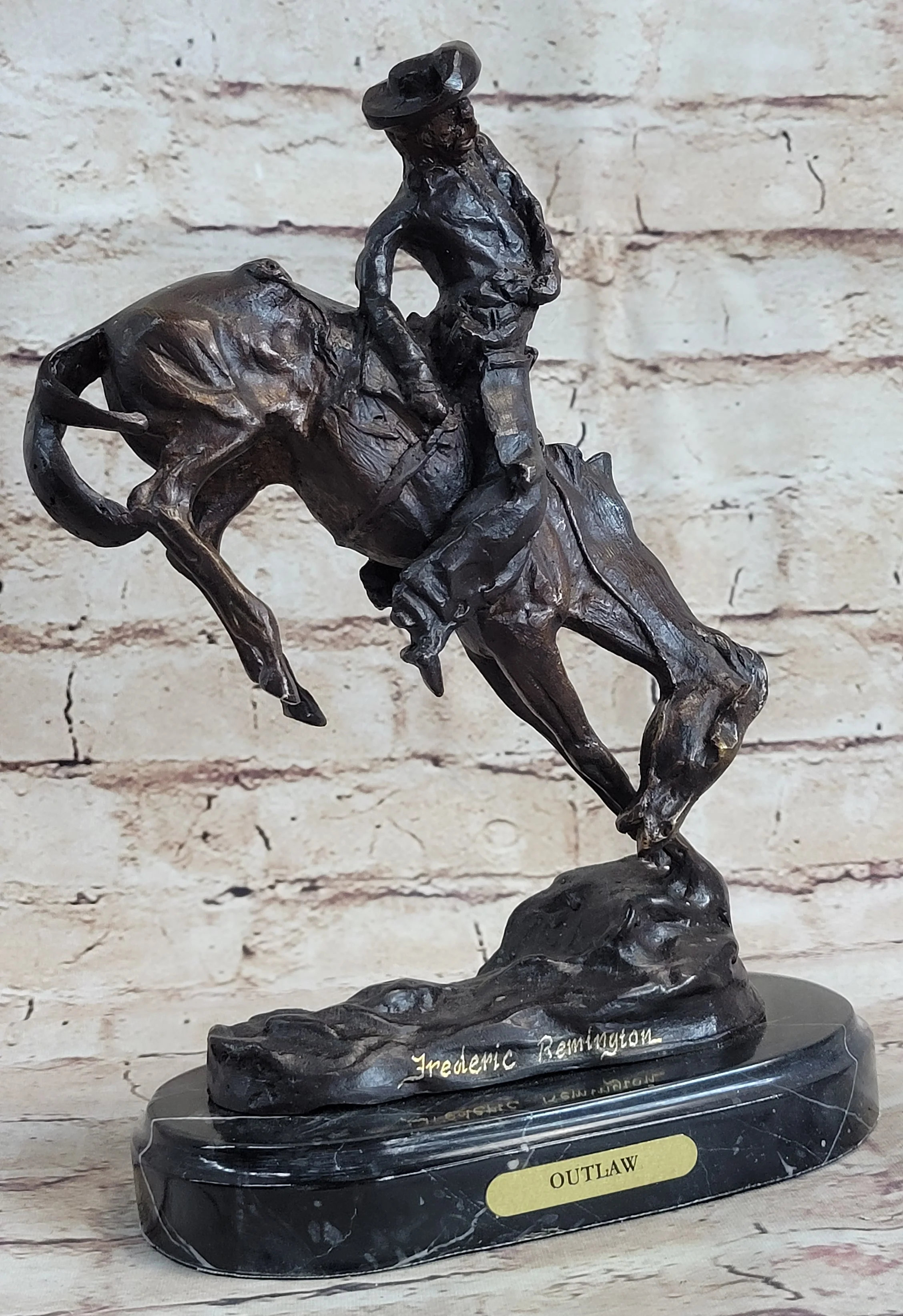 Red Barrel Studio® Outlaw By Frederic Remington Western Bronze Statue ...