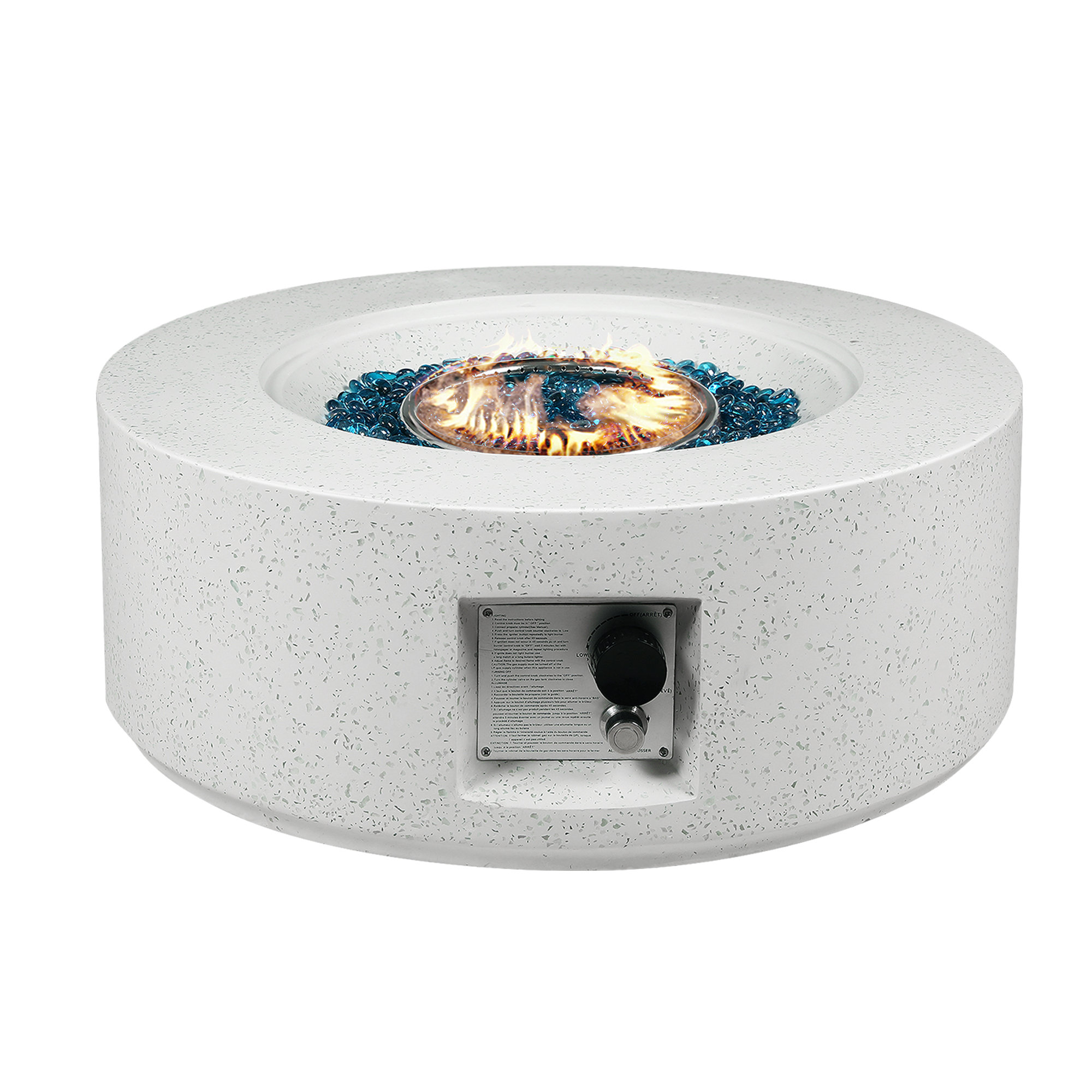 Latitude Run® 28'' Round Patio Concrete Fire Pit Table, Auto-Ignition ...