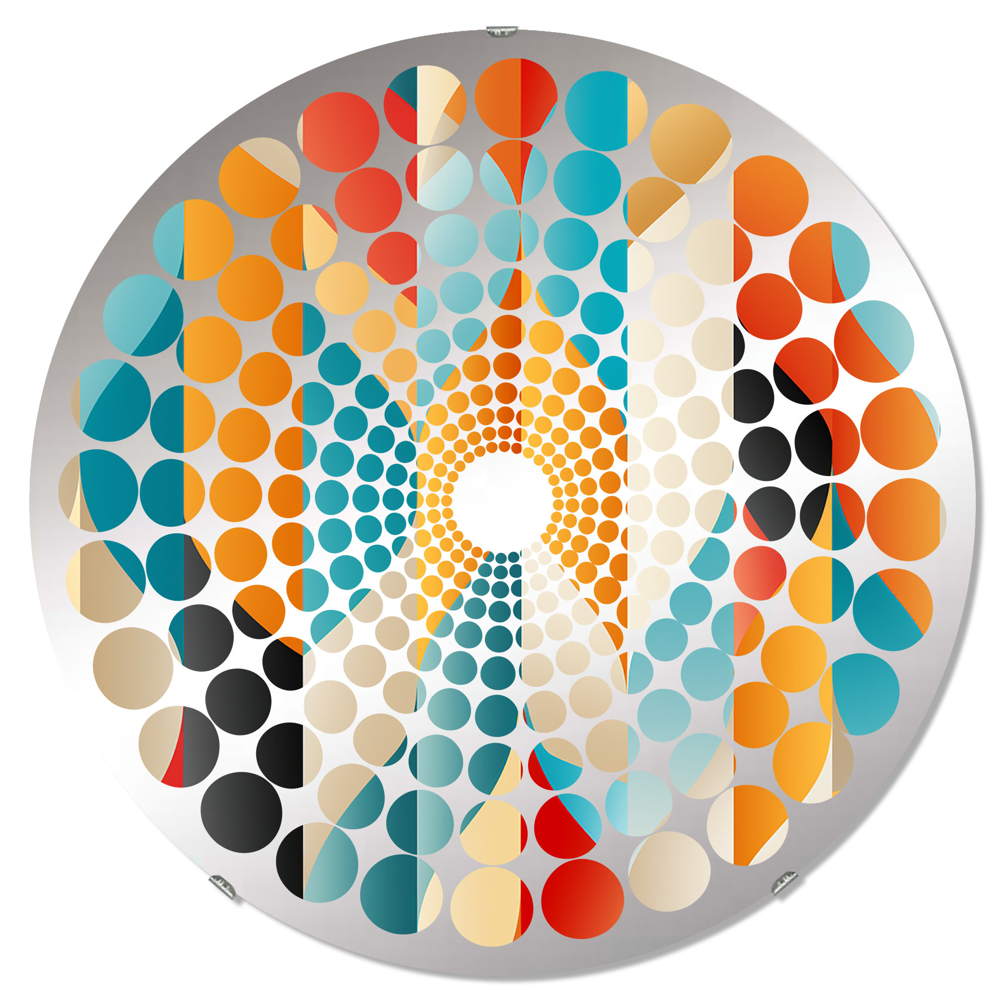 Design Art Orange Turquoise Retro Revival Geometric - Radial Dot ...