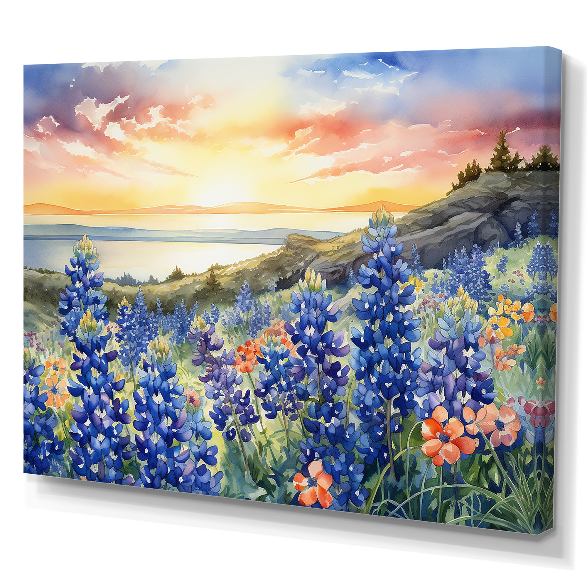 Winston Porter Blue Bonnets Sunset I - Blue Bonnets Wall Art | Wayfair