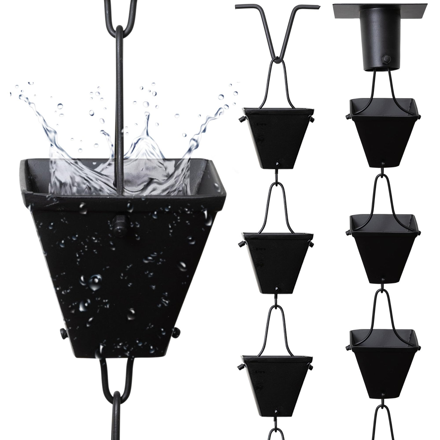 Arlmont & Co. 8.5ft Rain Chains for Gutters,Aluminum Rain Catcher ...