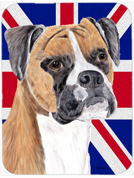 Caroline's Treasures Union Jack Boxer with English British Flag Glass ...