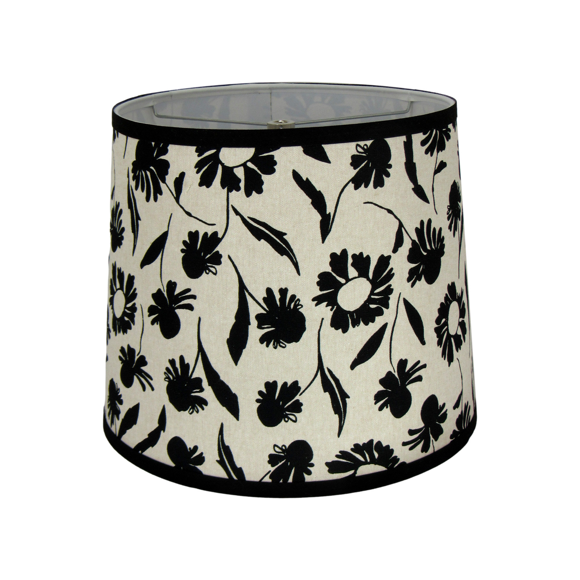 Red Barrel Studio Black Floral Cotton Drum Lamp Shade ( Screw on ) in ...