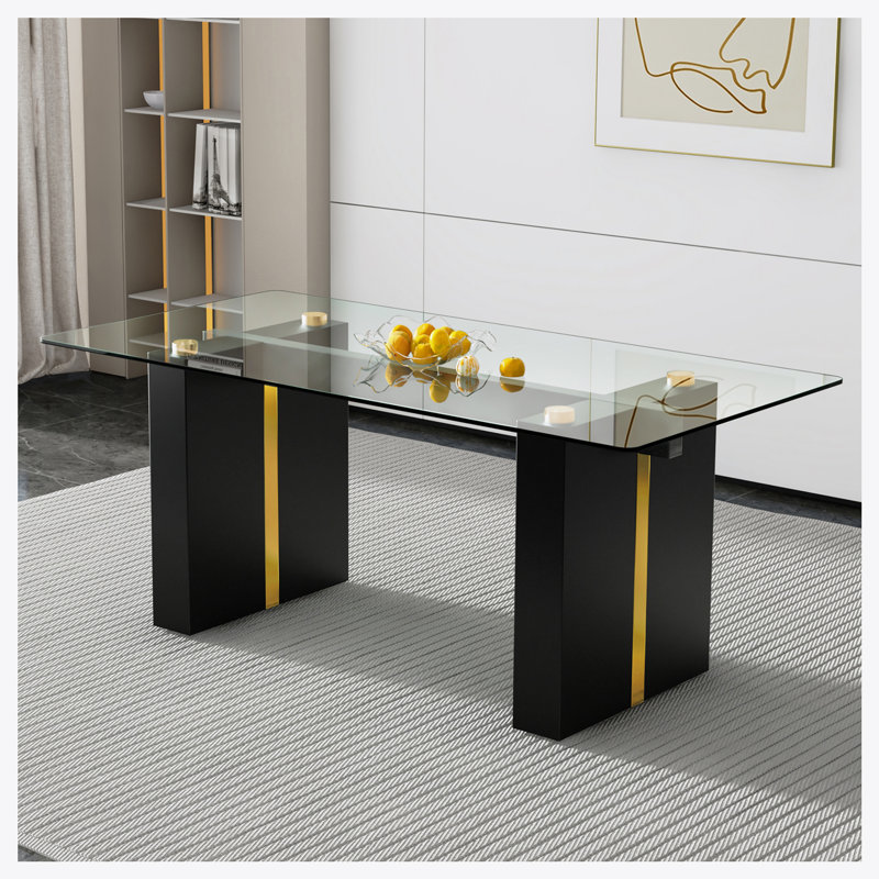 Mercer41 Large modern simple rectangular glass table | Wayfair
