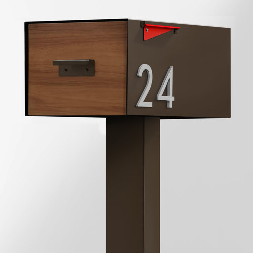 Post & Porch Large Malone Post Mounted Steel Mailbox with Wood-Styled ...