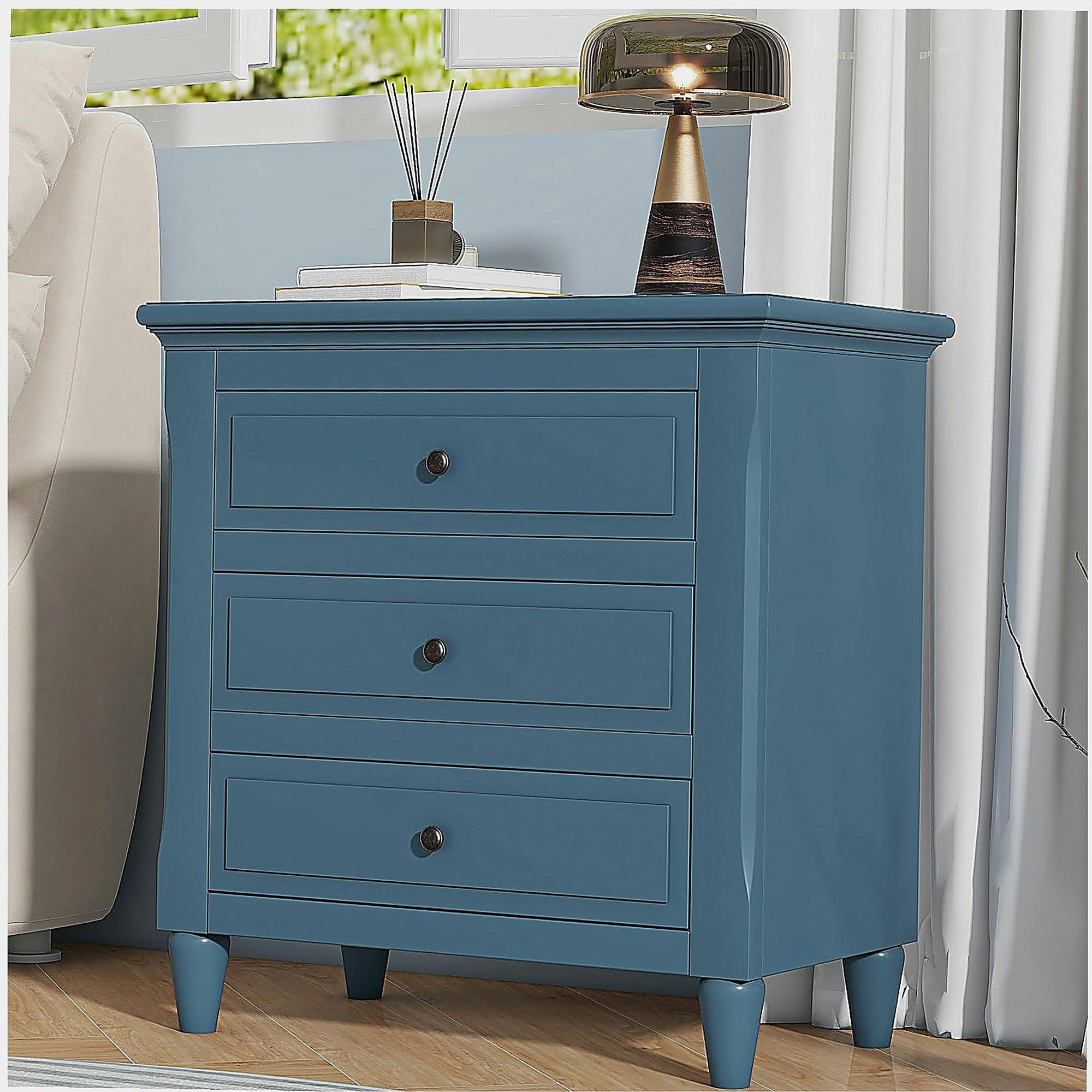 Latitude Run® With a bedside table equipped with three sturdy drawers ...