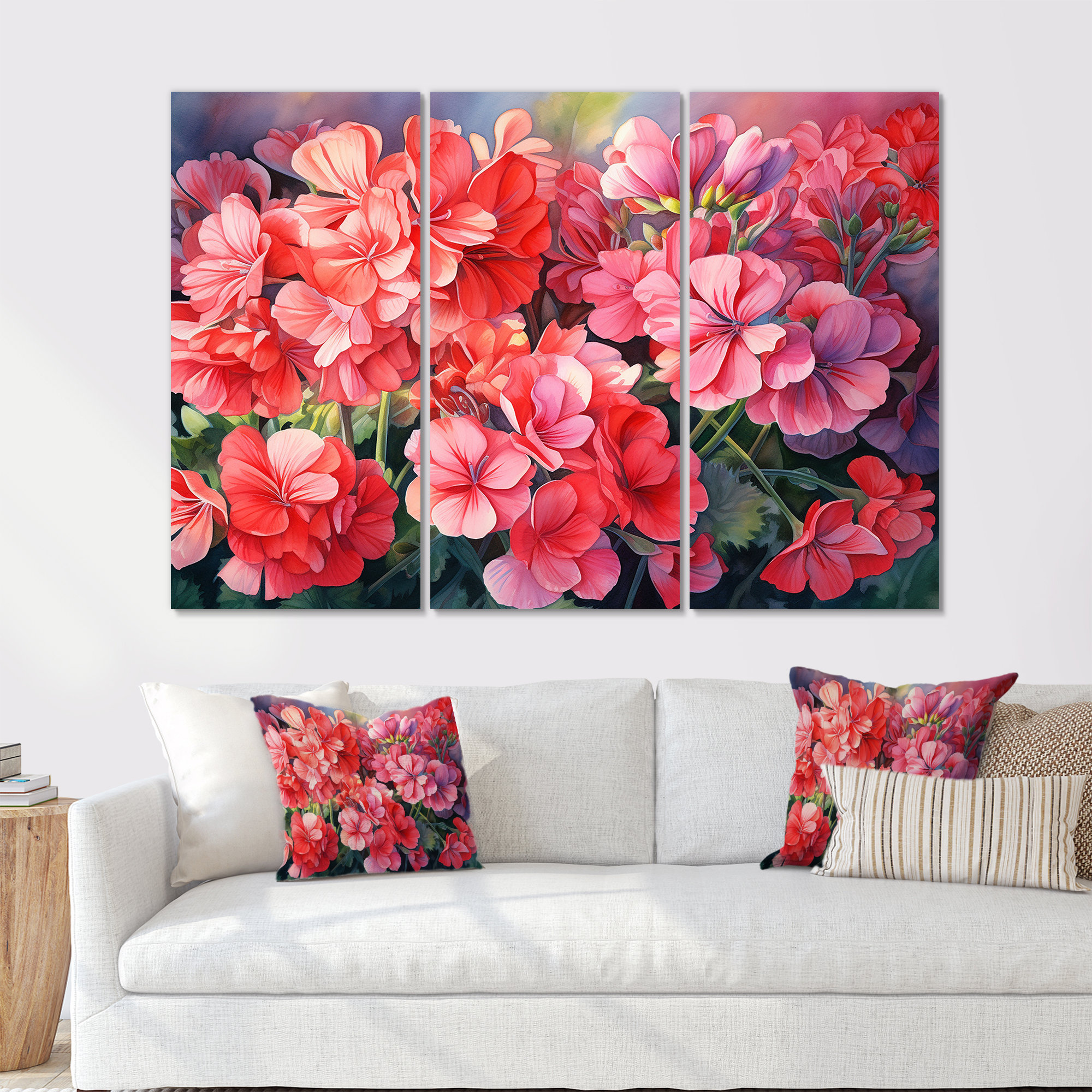Red Barrel Studio® Geraniums Sunset Blooming - Geraniums Wall Decor Set ...