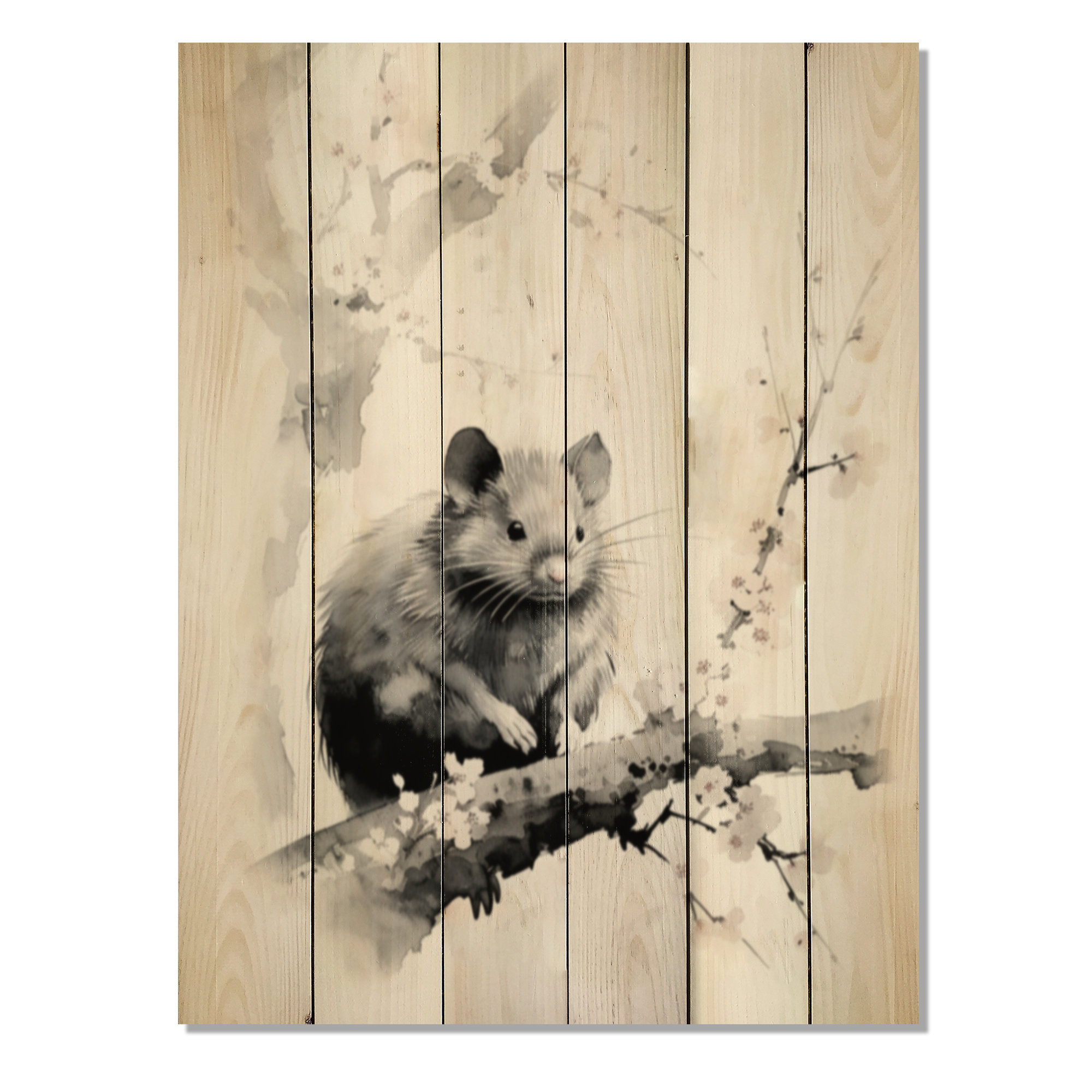 Red Barrel Studio® Asian Art Rodent Sumi II On Wood Print | Wayfair