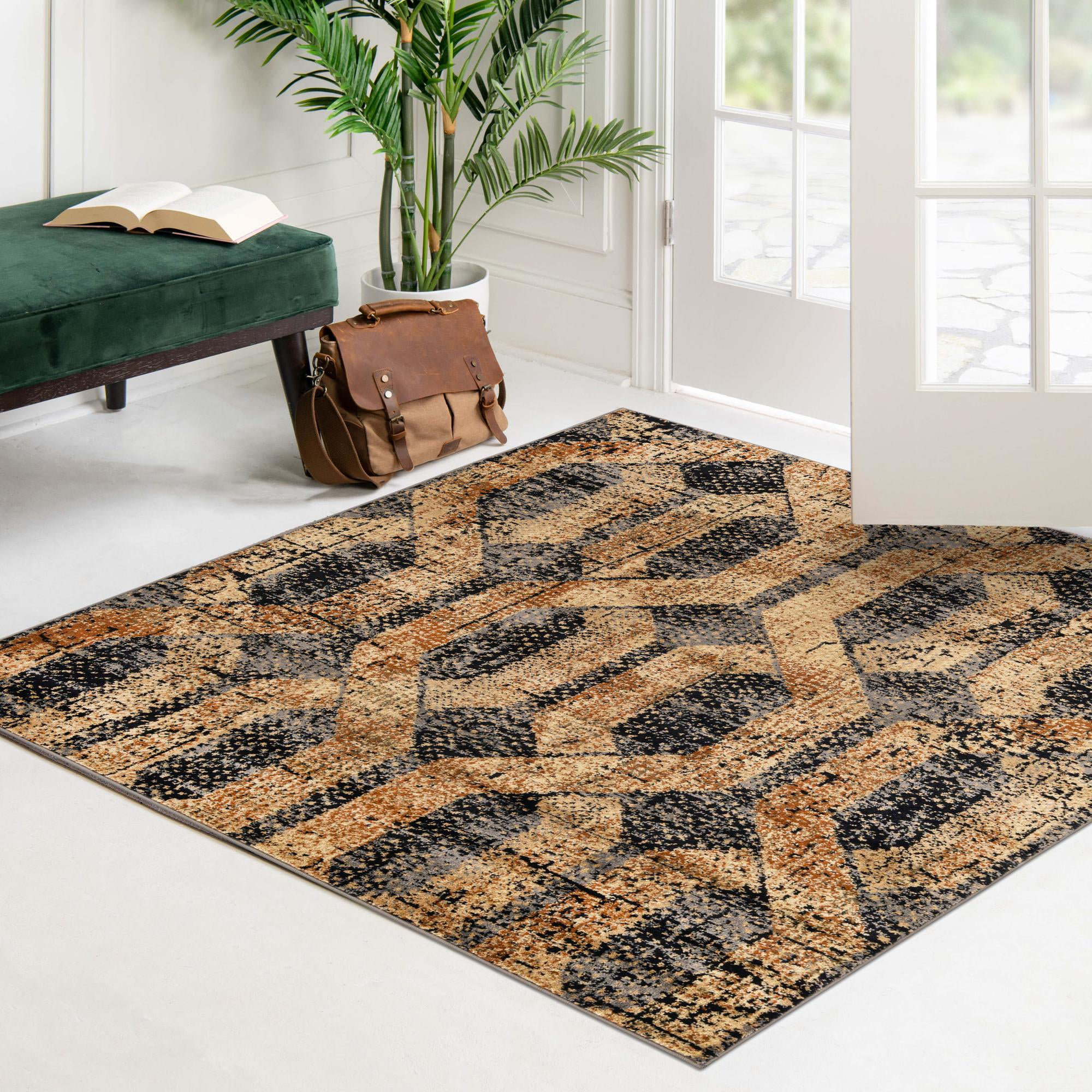 17 Stories Contemporary Area Rug Black-Grey Color & Reviews | Wayfair