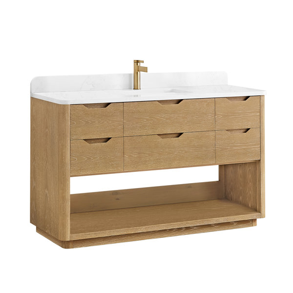 Harbin 55" Single Bath Vanity with White Grain Stone Top | Joss & Main