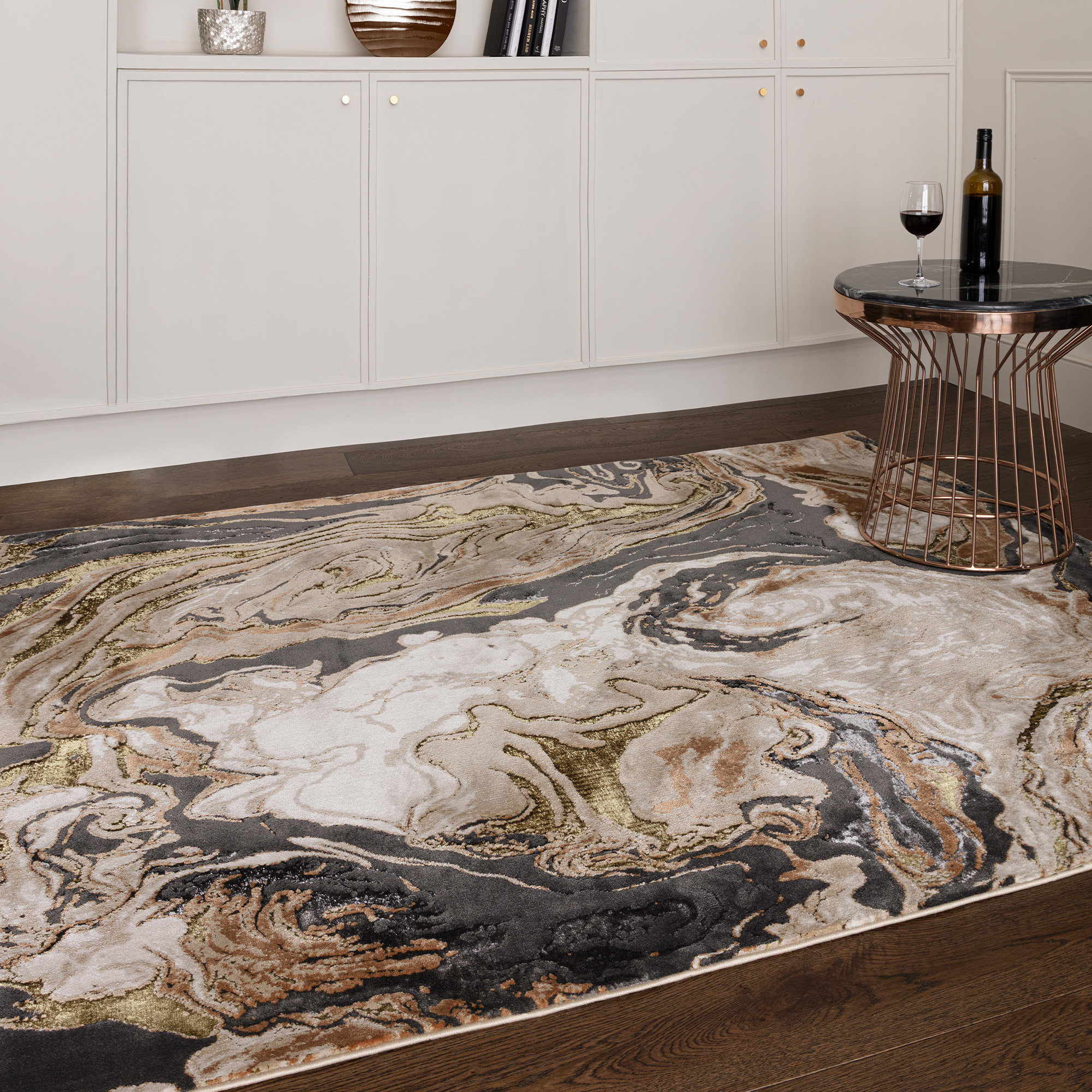 Mercury Row Aurora AU08 Marble Metallic Gold Area Rug & Reviews ...