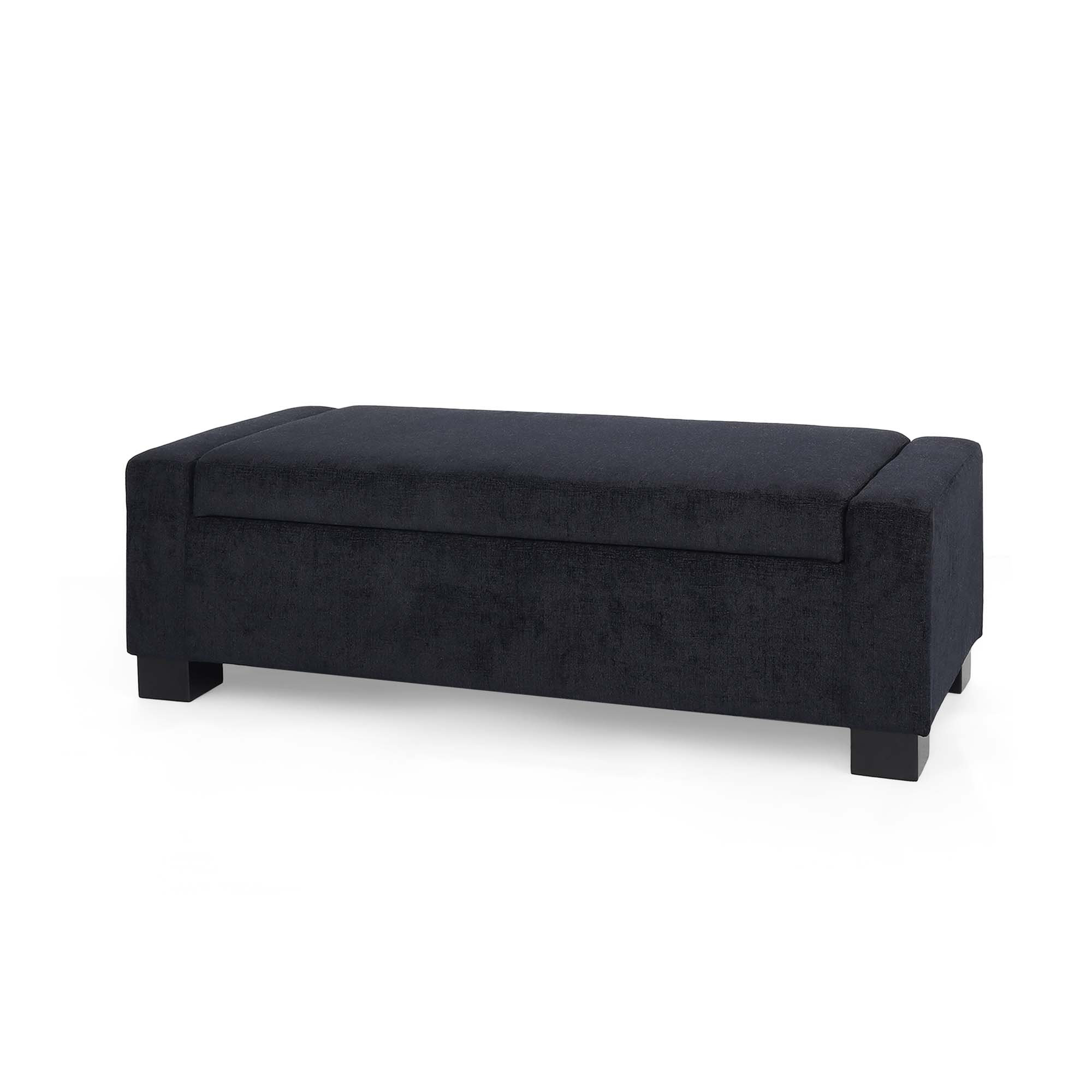 Latitude Run® Bench in Textured Fabric,Rectangular Design with Hinged ...